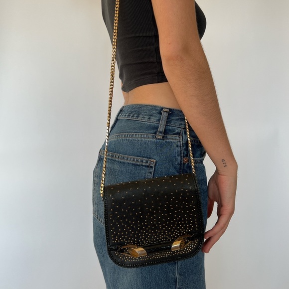 Jimmy Choo | Bags | Vintage Jimmy Choo Black And Gold Crossbody Bag ...